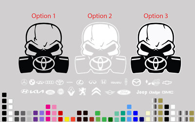 Custom Skull Piston Gas mask Decal Sticker Any Car logo Many Size ...