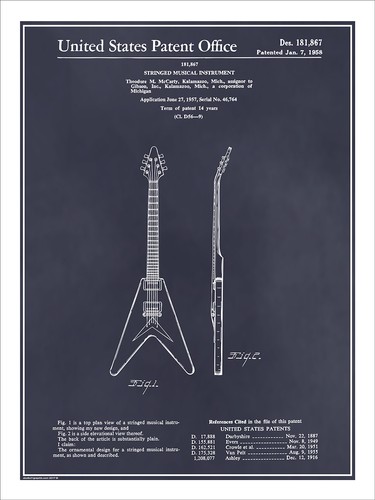 1958 Gibson Flying V Patent Print Art Drawing | eBay