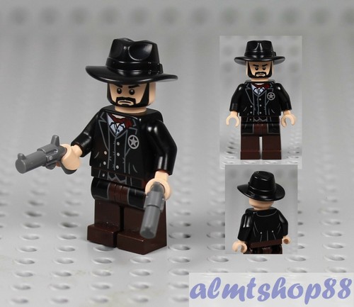 LEGO - Sheriff Minifigure w/ Black Jacket Red Scarf & Pistol Beard ...