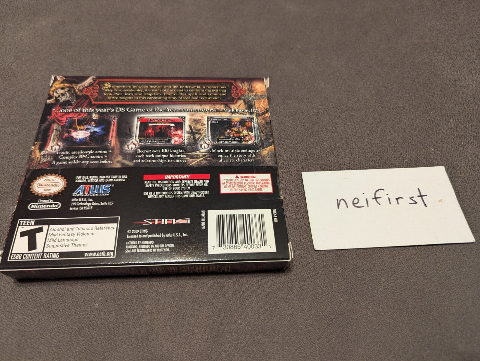 Knights in the Nightmare (Nintendo DS, 2009) for sale online | eBay