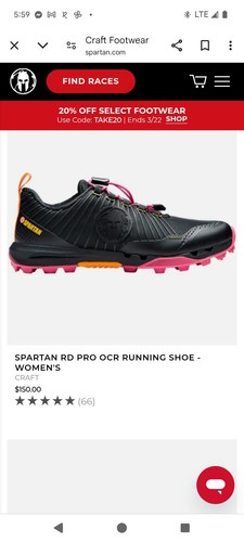 Craft Spartan RD Pro OCR Running Shoes Women's Size 10 Black Pink ...