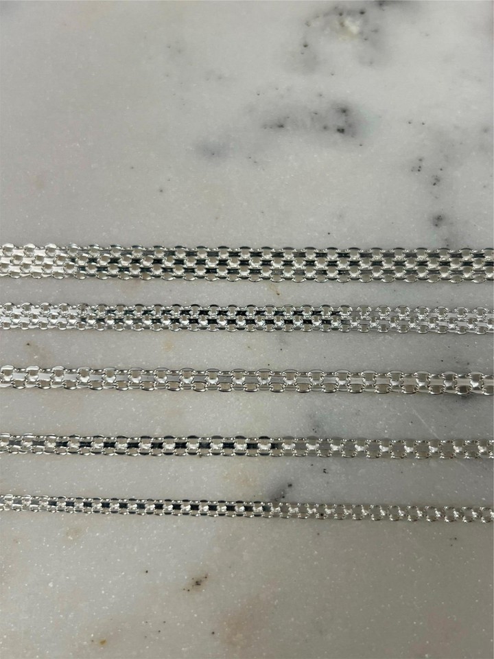 925 Sterling Silver Bismark Chain Necklace Italian 925 NEW, PLUX ...