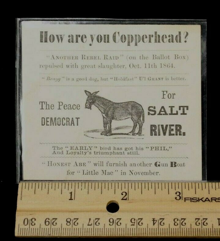 VERY RARE 1860s POLITICAL PROPAGANDA FOR COPPERHEAD PARTY-THE PEACE ...