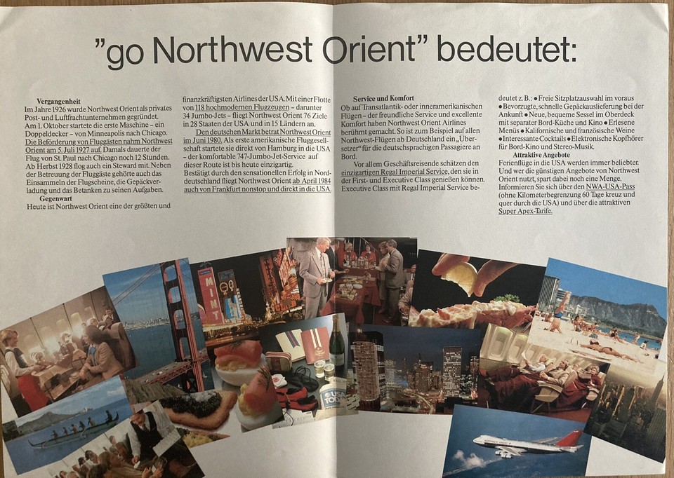 1985 NORTHWEST AIRLINES BROCHURE B747 ROUTE MAP | eBay