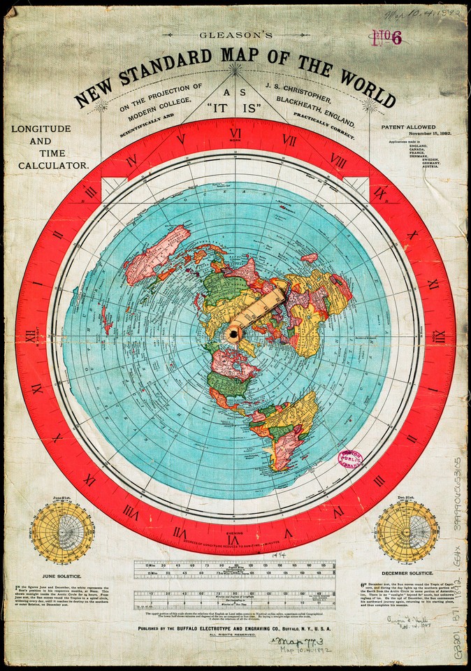 2 Flat Earth Poster Print Deal - Gleason's World Map + Azimuthal USGS ...