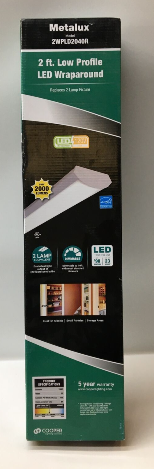 Metalux 2 Ft. LED Wraparound Ceiling Light Fixture, 2300 Lm. 2WPLD2040R ...