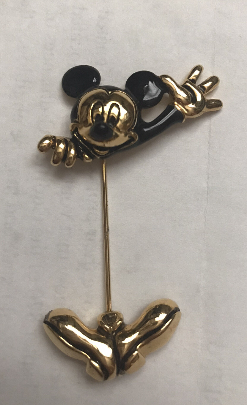 Vintage Napier Disney MICKEY MOUSE Gold & Black Enamel Stick Pin | eBay