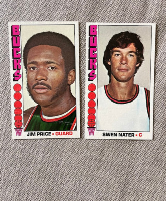 DCC: 1976-77 Topps NBA Milwaukee Bucks 2-card lot Swen Nater Jim Price ...