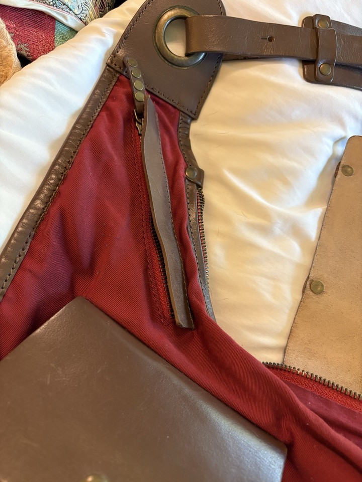 Free People Blue Ridge Sling Bag Buckle Leather Brown Red BOHO ...