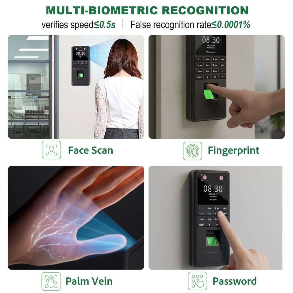 M22 Biometric Time Clock for Employees Small Business Fingerprint, Face ...