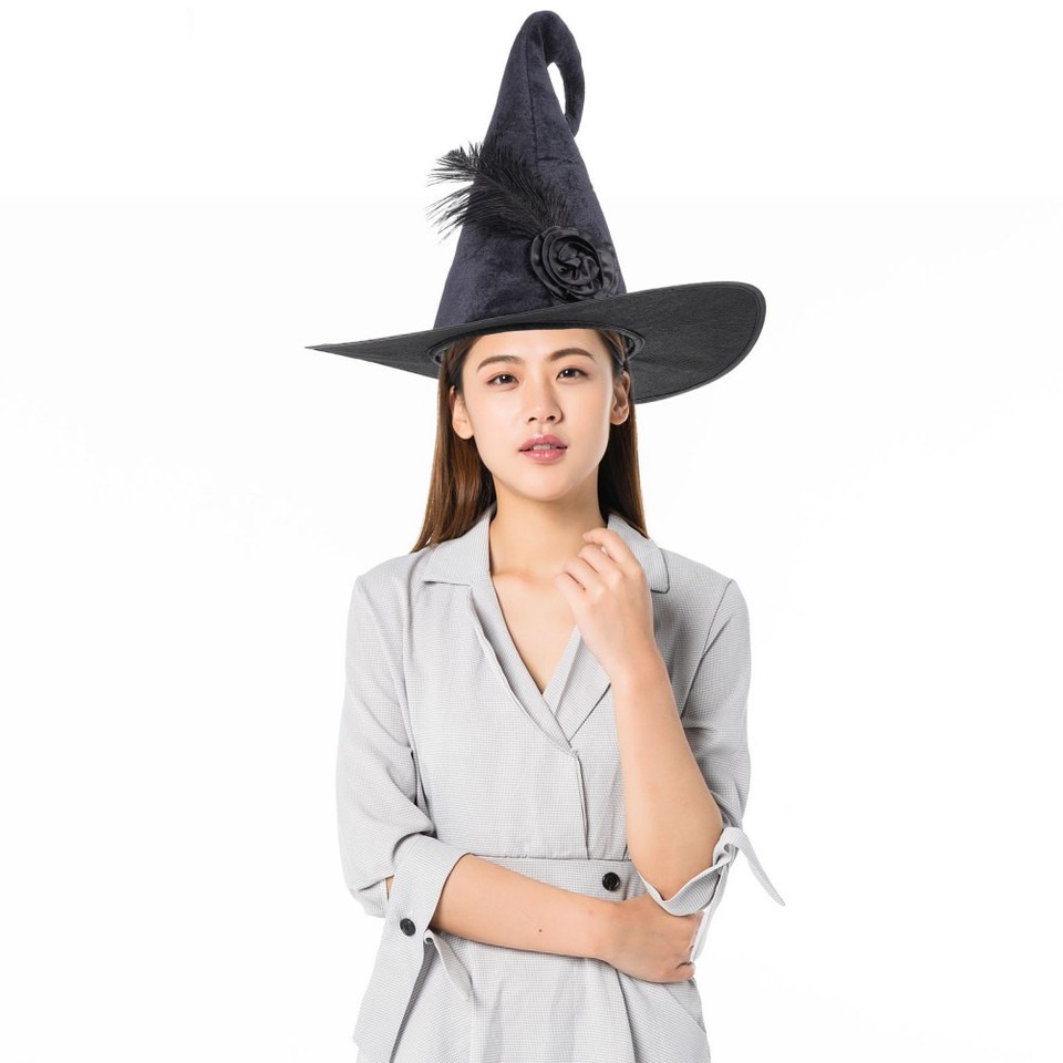 Rose Witch Hat Wizard Hat Halloween Costume Party Cosplay Witch Costume ...