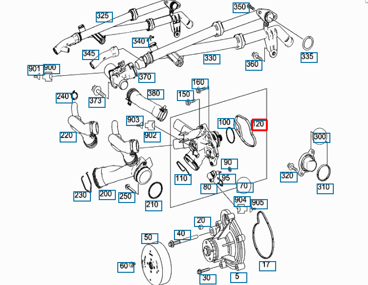 MERCEDES-BENZ E W212 Coolant Water Pump Sealing Gasket A2712030480 NEW ...