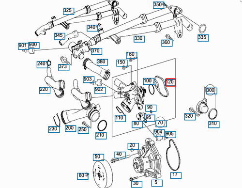 MERCEDES-BENZ E W212 Coolant Water Pump Sealing Gasket A2712030480 NEW ...