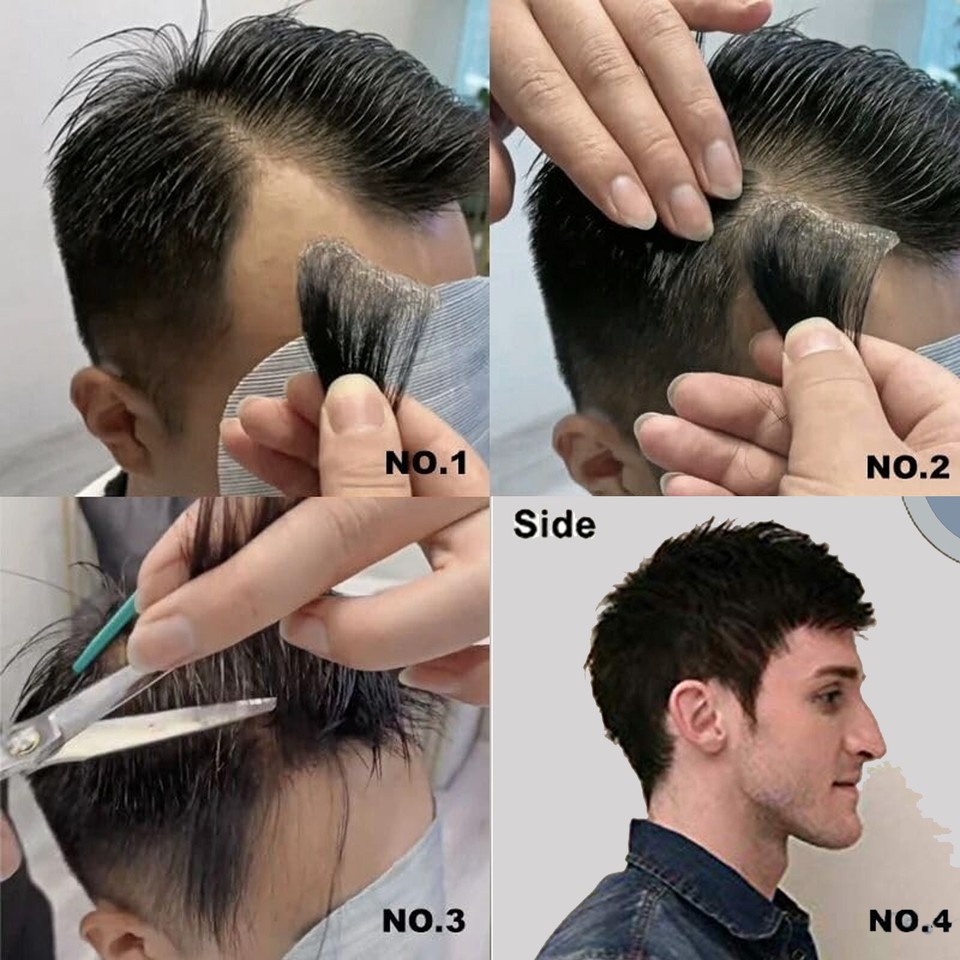 Toupee Human Hair Mini Replacement System Ultra Thin Skin PU For Bald ...