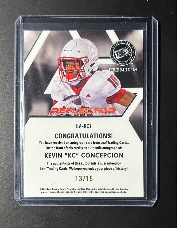 Kevin KC Concepcion 2024 Leaf Press Pass Premium Auto Autograph Purple ...