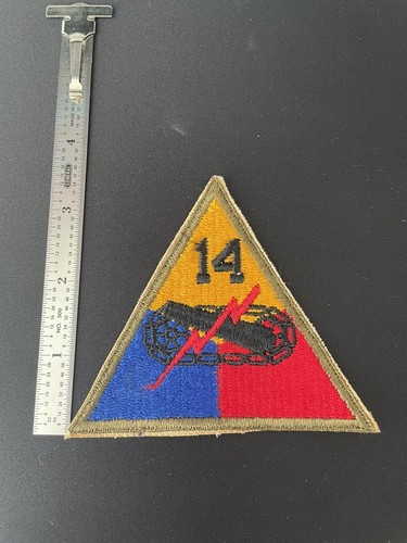 US Army 14th Armored Tank Division Battalion Patch Cut Edge OD Border ...