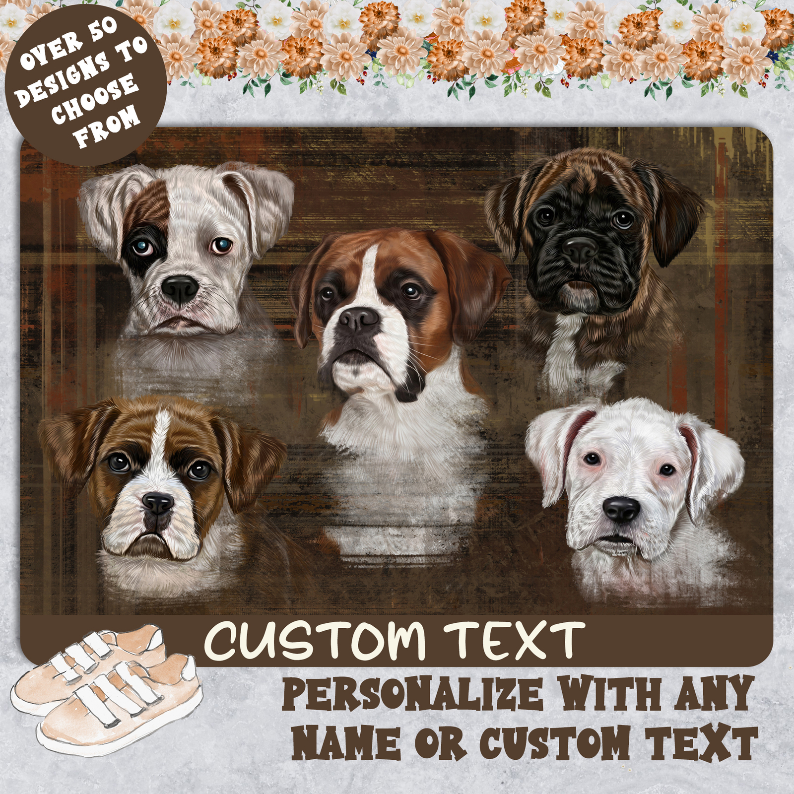 Boxer Dogs Area Rug and Runner Personalized Indoor Many Designs NWT NEW ...