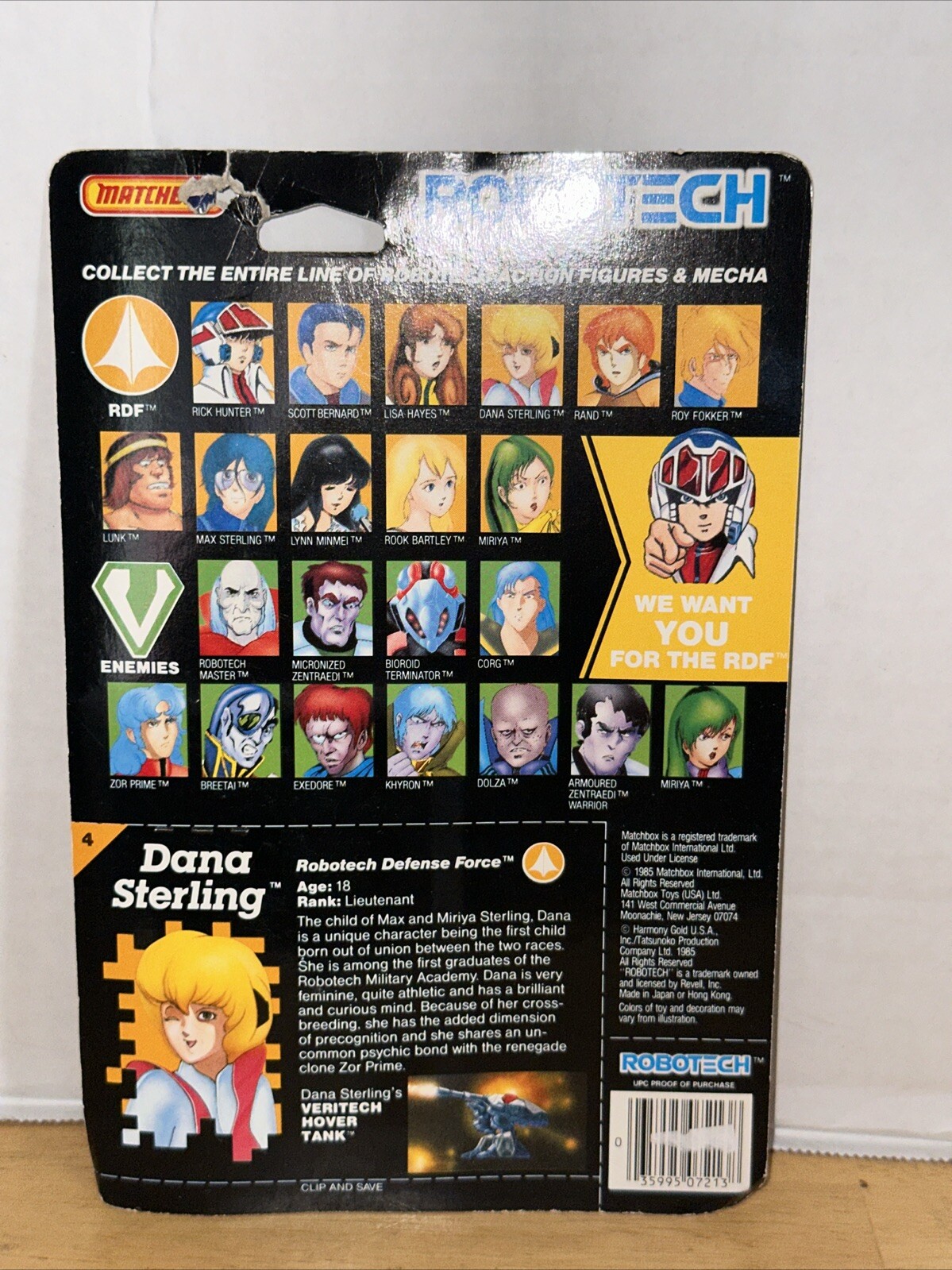 Robotech Dana Sterling 1985 Matchbox Action Figure Vintage Rare