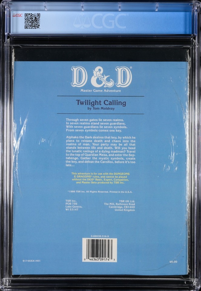Dungeons & Dragons Module M3 Twilight Calling (In Shrink) CGC 9.8 (TSR ...