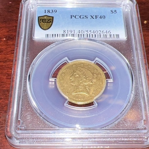 1839 US Liberty Head "1st YEAR" $5 GOLD Coin - PCGS Extra Fine 40 J-752 ...