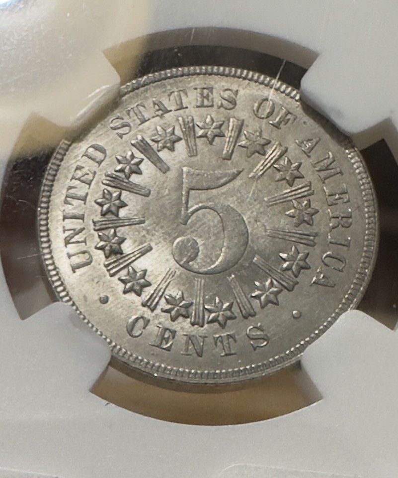 1866 Rays MS65 NGC Shield Nickel Mint Error Obverse Lamination Tough ...