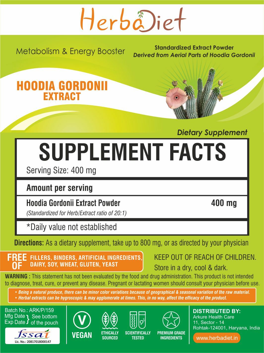Hoodia Gordonii Weight Loss Fat Burn Extract Powder Diet Appetite ...
