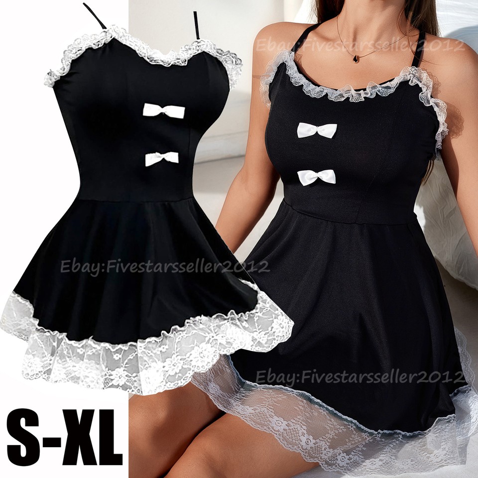 Women's Sexy-Lingerie Babydoll G-string Sleepwear Underwear Lace Dress ...