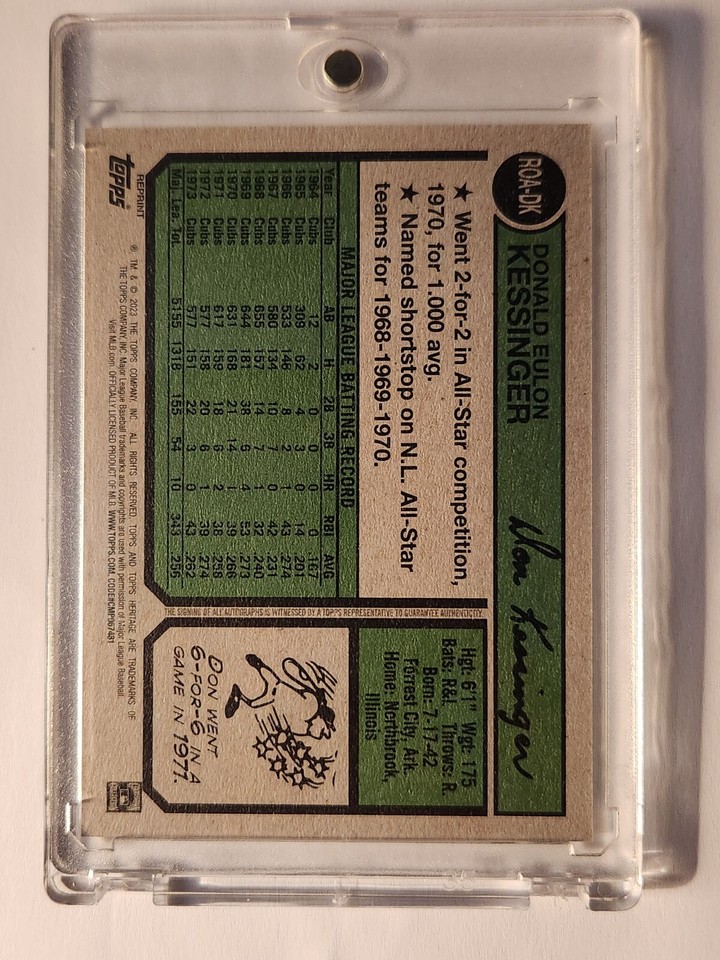 2023 Topps Heritage High Number Don Kessinger #ROA-DK On Card Auto Cubs ...