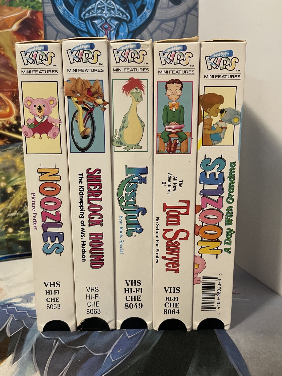 Lot of 5 Just For Kids Mini Features VHS: Noozles, Tom Sawyer, Kissyfur ...