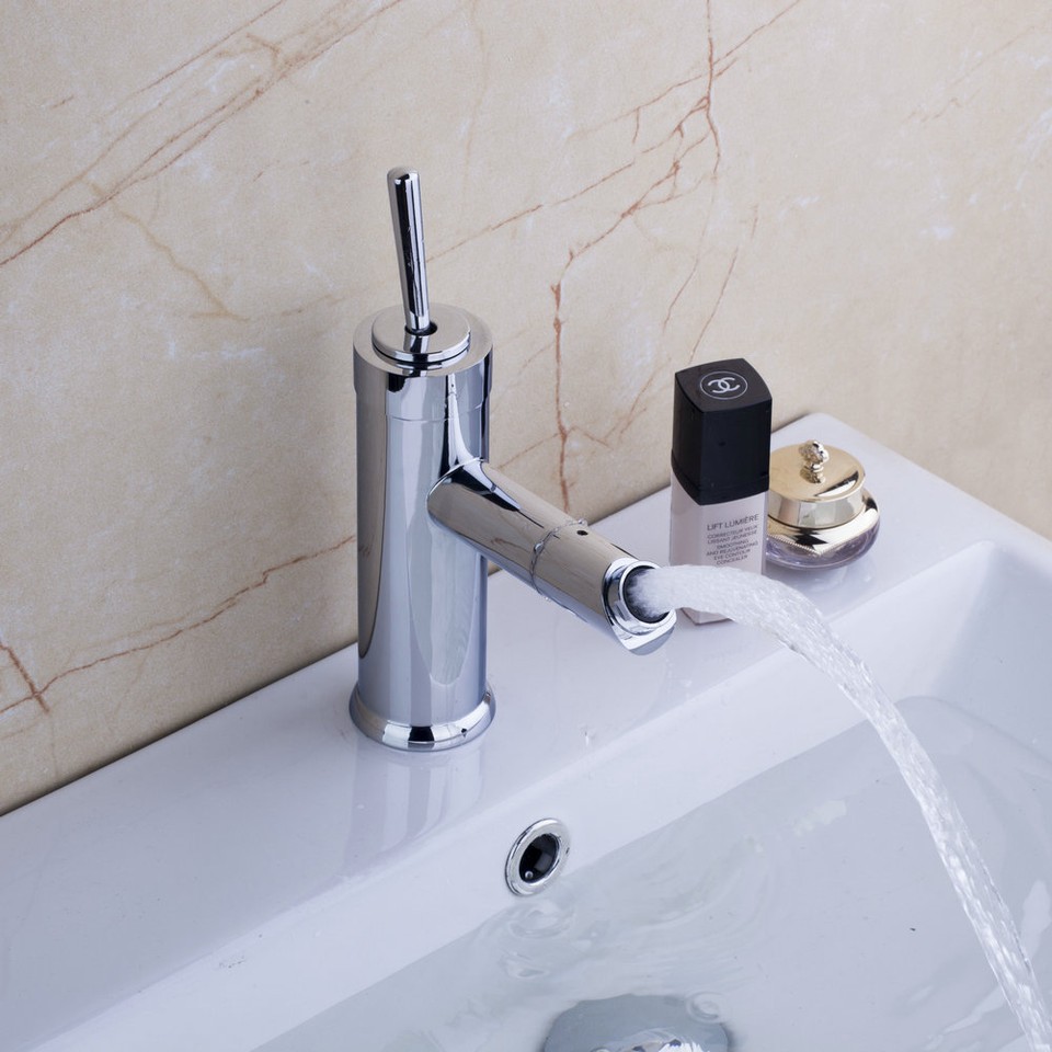 Stainless Steel Bathroom Single Handle Basin Vanity Faucet Sink Mixer ...