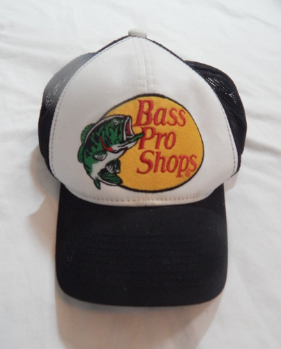 Bass Pro Shops Hat Logo Mesh Fishing Trucker Cap Snapback Black White ...