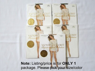 1 RARE NEW Victoria Secret Signature Gold SHEER SEDUCTION STOCKINGS ...