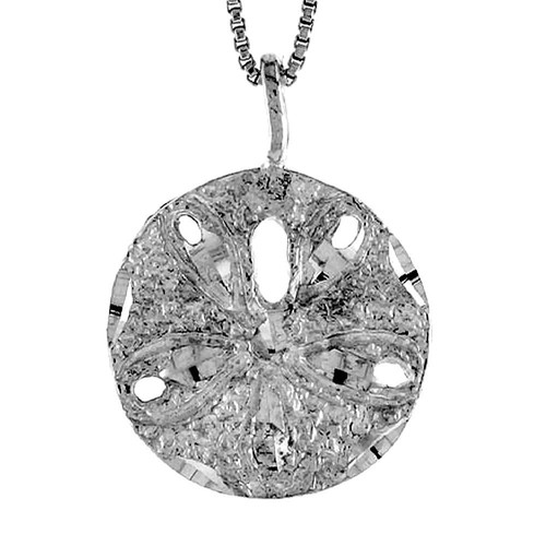 Argent Sterling Sable Dollar Pendentif / Breloque, Italien Boîte Chaîne ...