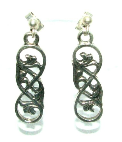 Ladies Womens 925 Silver Patterned Drop Earrings | eBay