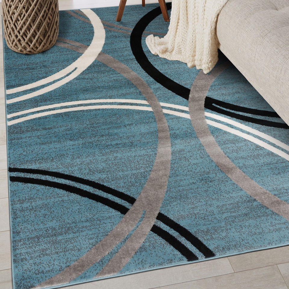 Rugshop Modern Rug Contemporary Area Rugs Wavy Circles Design Abstract ...