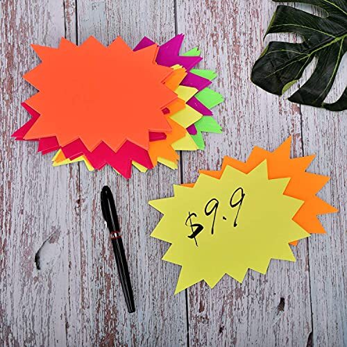 60 Pack Starburst Sale Signs Fluorescent Neon for Retail Garage Pricing ...