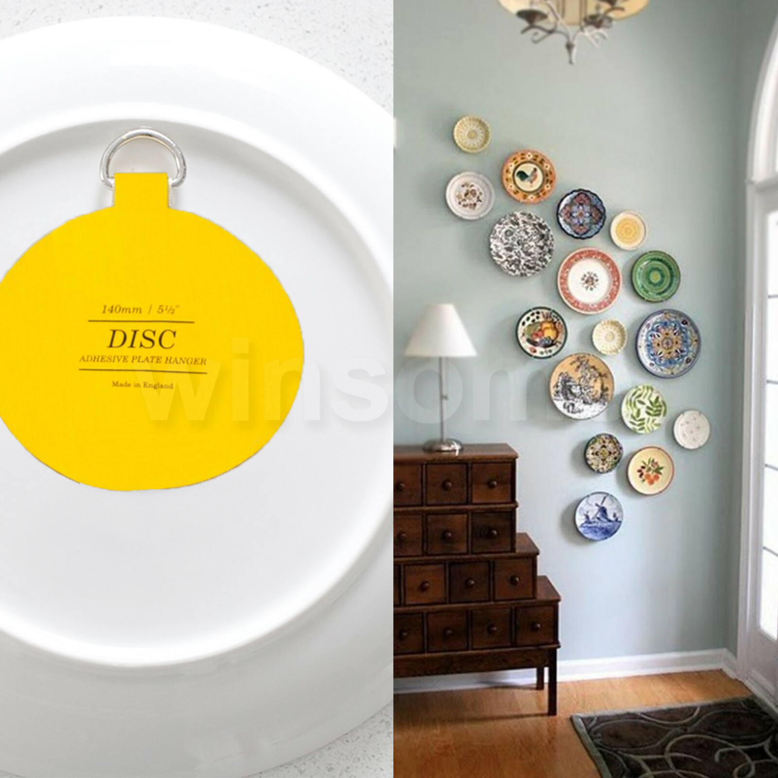 Disc Plate Hangers Wall Hanging Self Adhesive Invisible Picture Hooks 5 ...