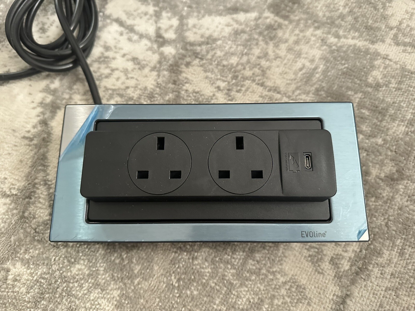 EVOline BACKFLIP/2UK/1USB/SS Stainless Steel Back Flip 2UK Socket 1USB ...