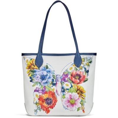 NWTag Brighton Blossom Hill Butterfly MADDIE Large Tote Floral MSRP ...