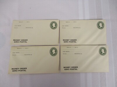 4 VINTAGE PHILIPPINE ISLANDS EMBOSSED 2 CENT STAMP MONEY ORDER ...