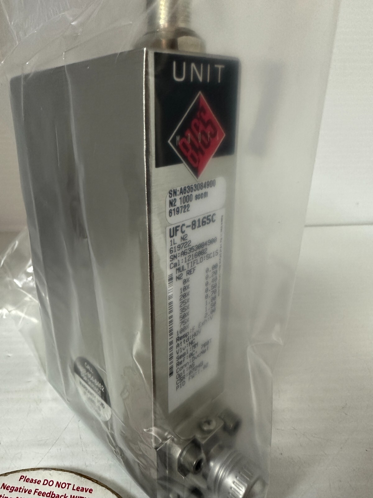 NEW UNIT CELERITY UFC-8165C MFC DEVICE NET 1L N2 1000SCCM 619722 S/N ...