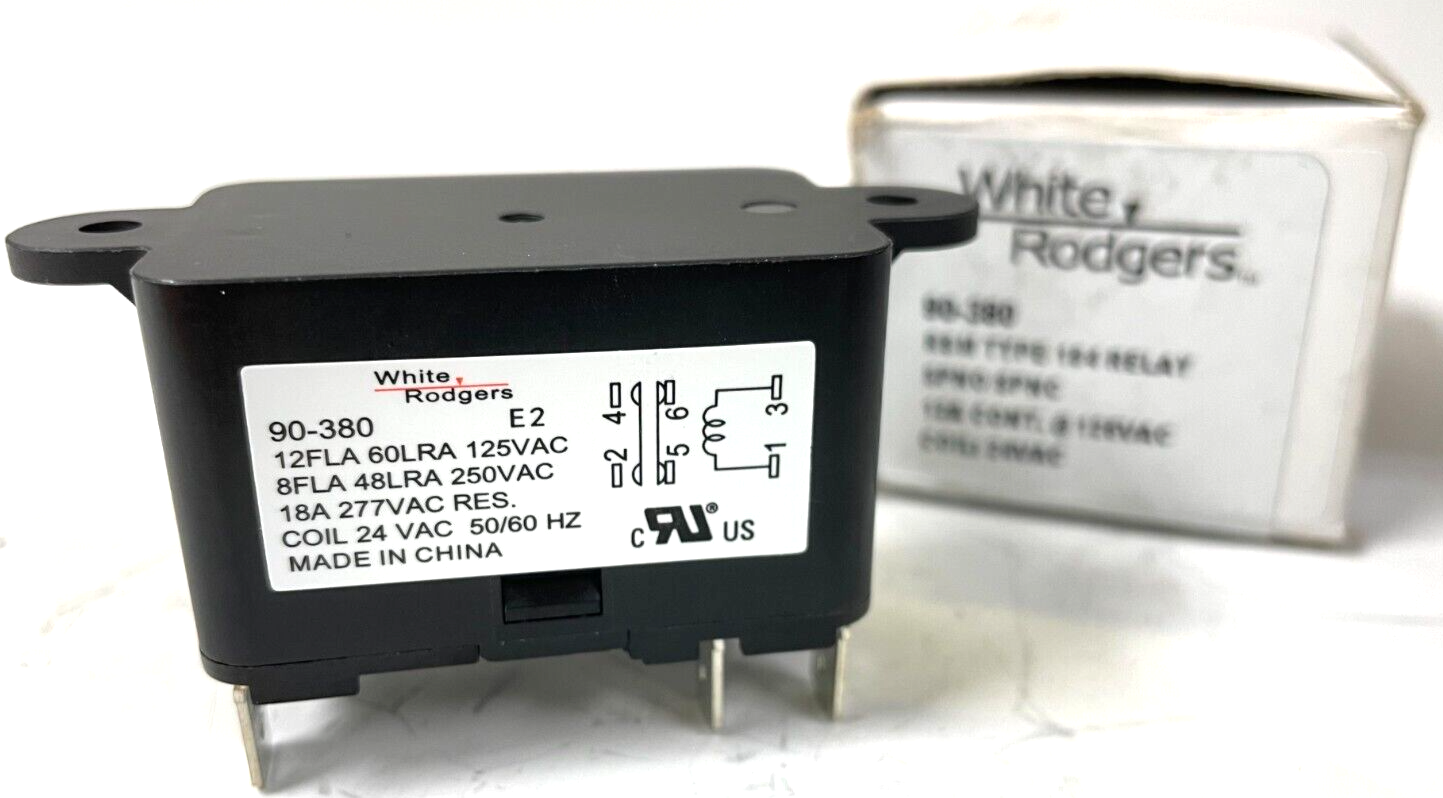 WHITE RODGERS 90-380 RBM TYPE 184 RELAY SPNO/SPNC 12A CONT @125VAC COIL ...