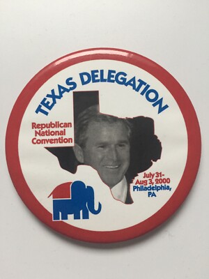 2000 Republican National Convention George W. Bush 4" Button Texas ...