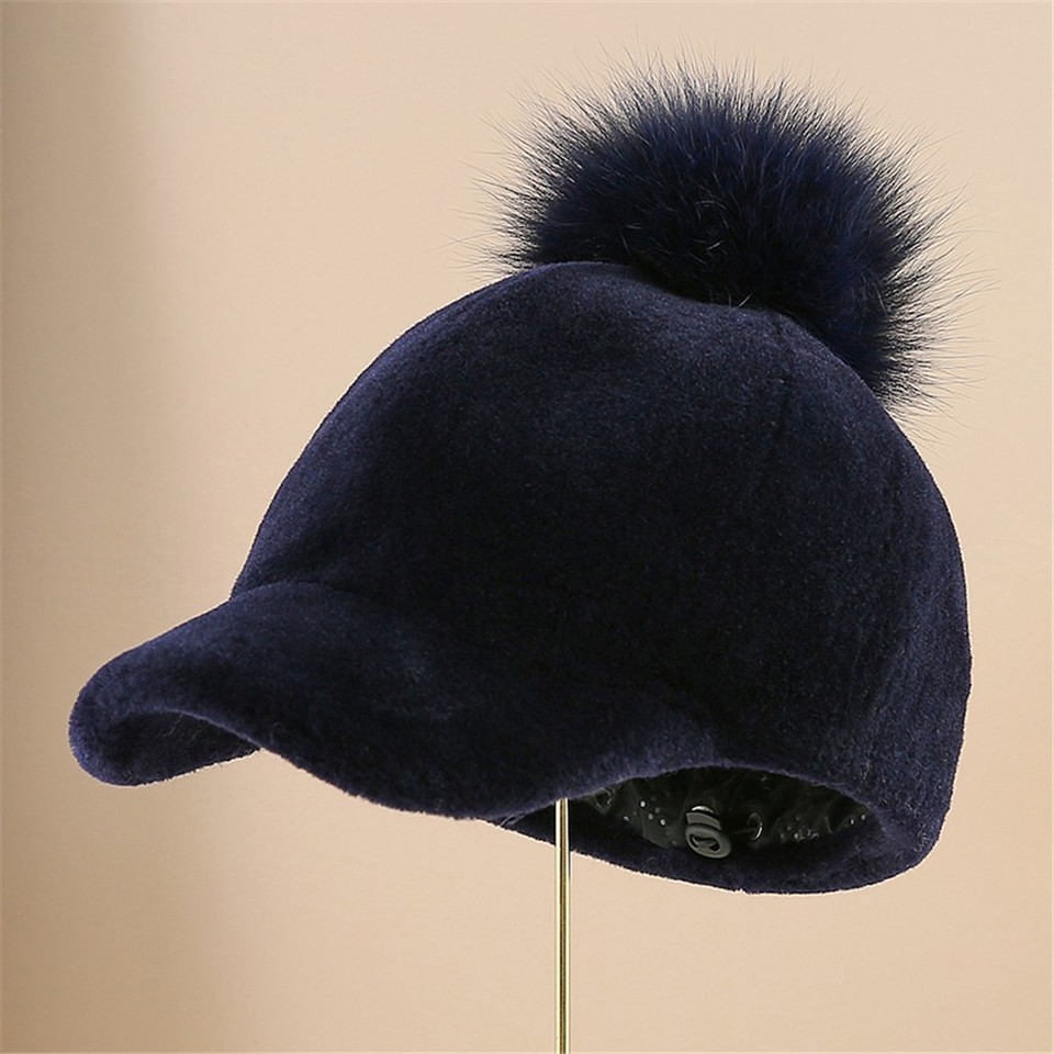 100% Real Sheep Fur Hat Thicken Winter Warm Baseball Cap for Fashion ...