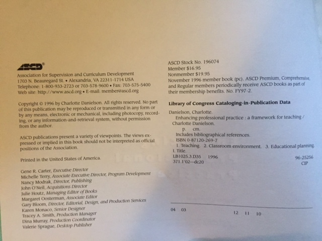 Enhancing Professional Practice: A Framework for Teaching-Danielson ...