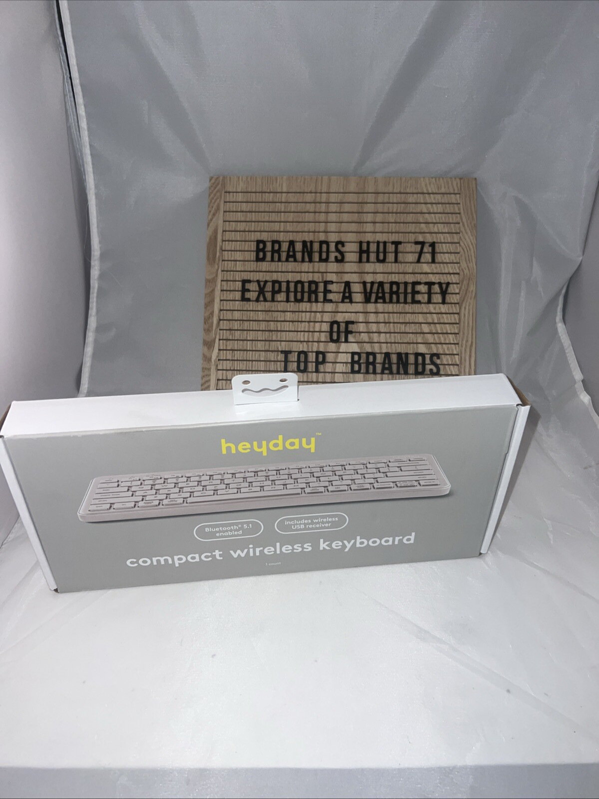 HeyDay Compact Wireless Keyboard Bluetooth 5.1 W/ Wireless USB Receiver ...