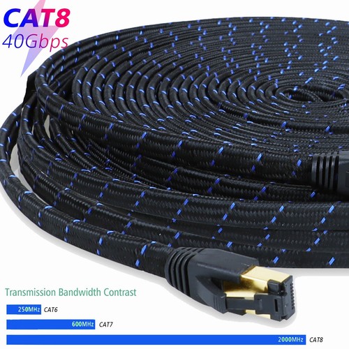 60FT/18m Premium Ethernet Cable CAT 8 Super Speed RJ45 Network LAN Cord ...