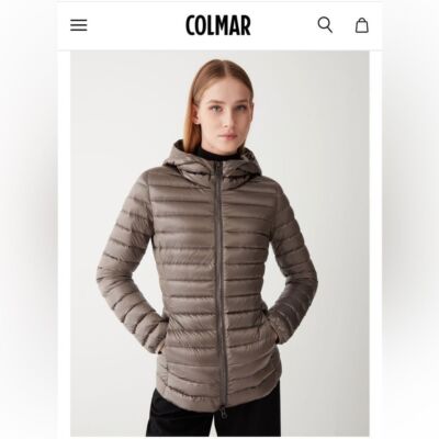 Colmar fitted iridescent down hood Puffer Jacket natural feather ...