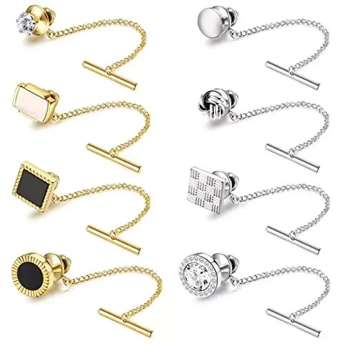 8 Pcs Tie Tacks for Men Tie Pins for Regular Ties Necktie 14K Gold ...
