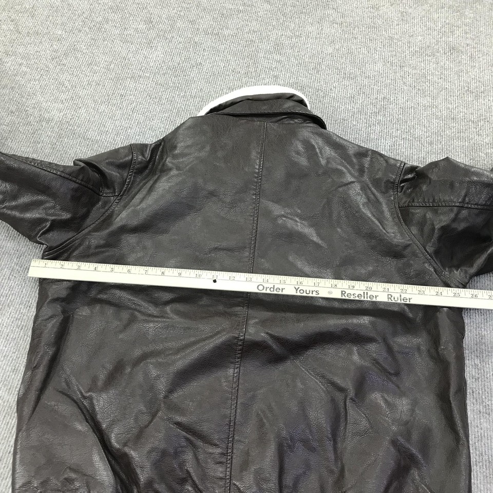 Members Only Jacket Mens XL Brown Faux Leather Sherpa Collar Bomber ...